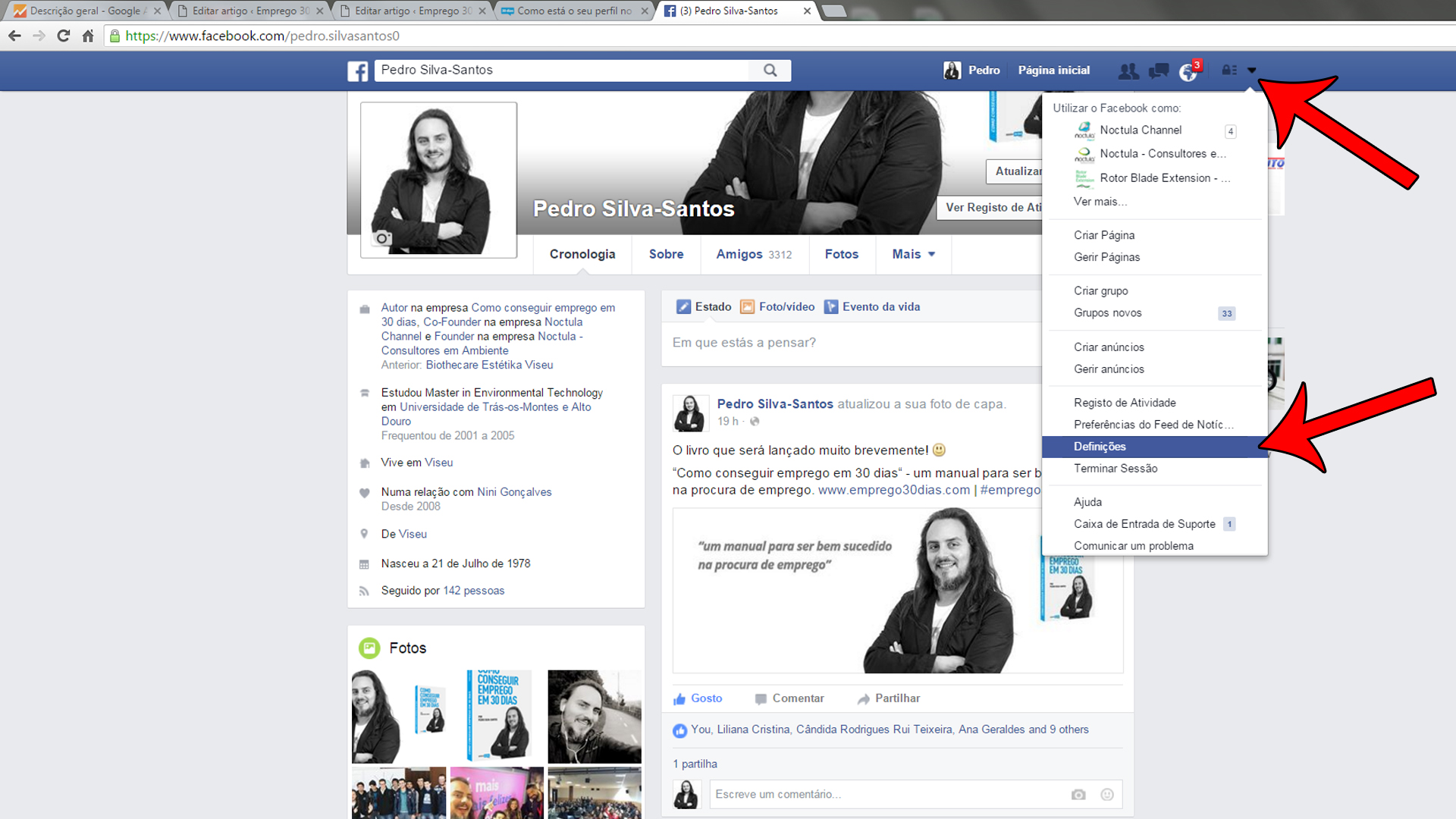 O seu perfil no Facebook